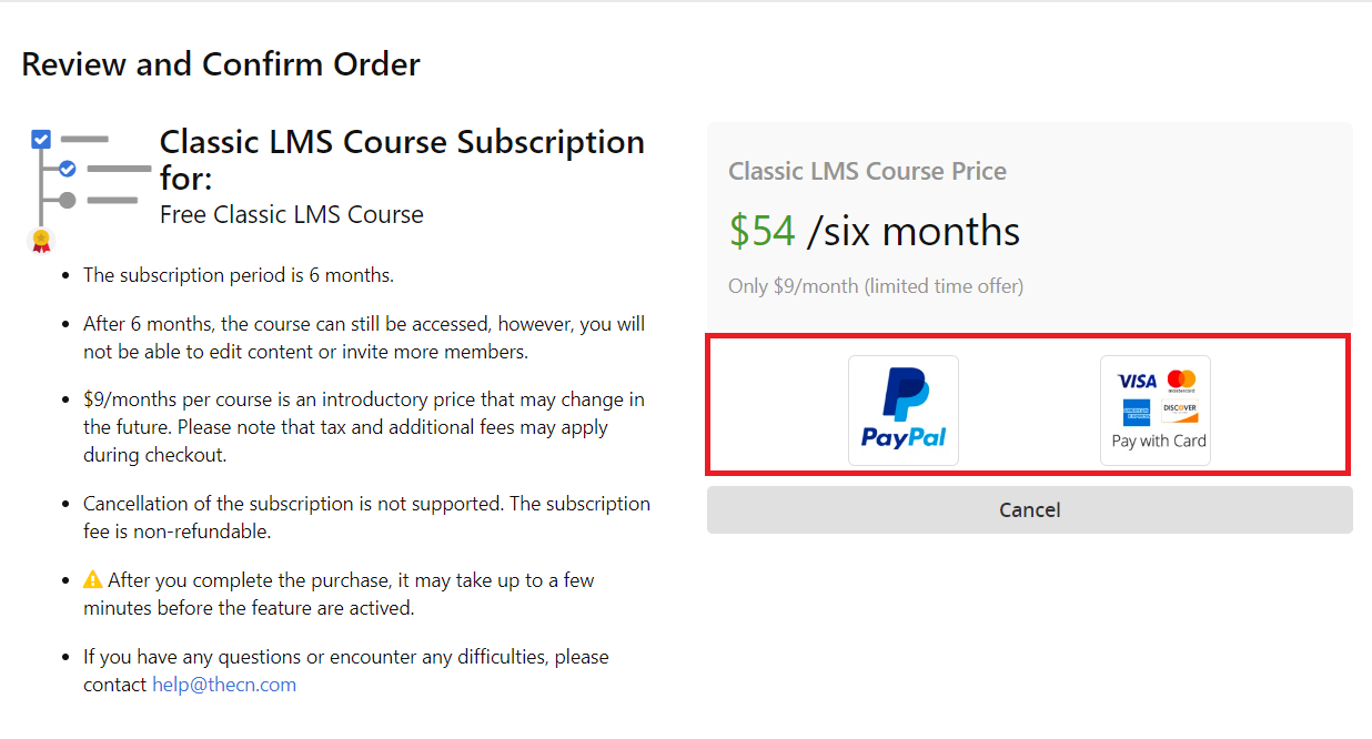 Personal Course Payment – CourseNetworking