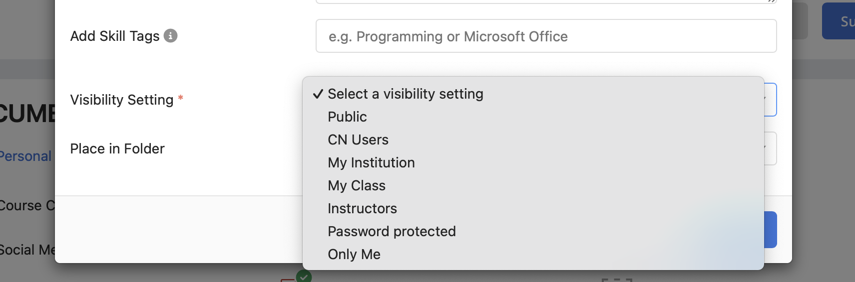 Visibility Settings – CourseNetworking