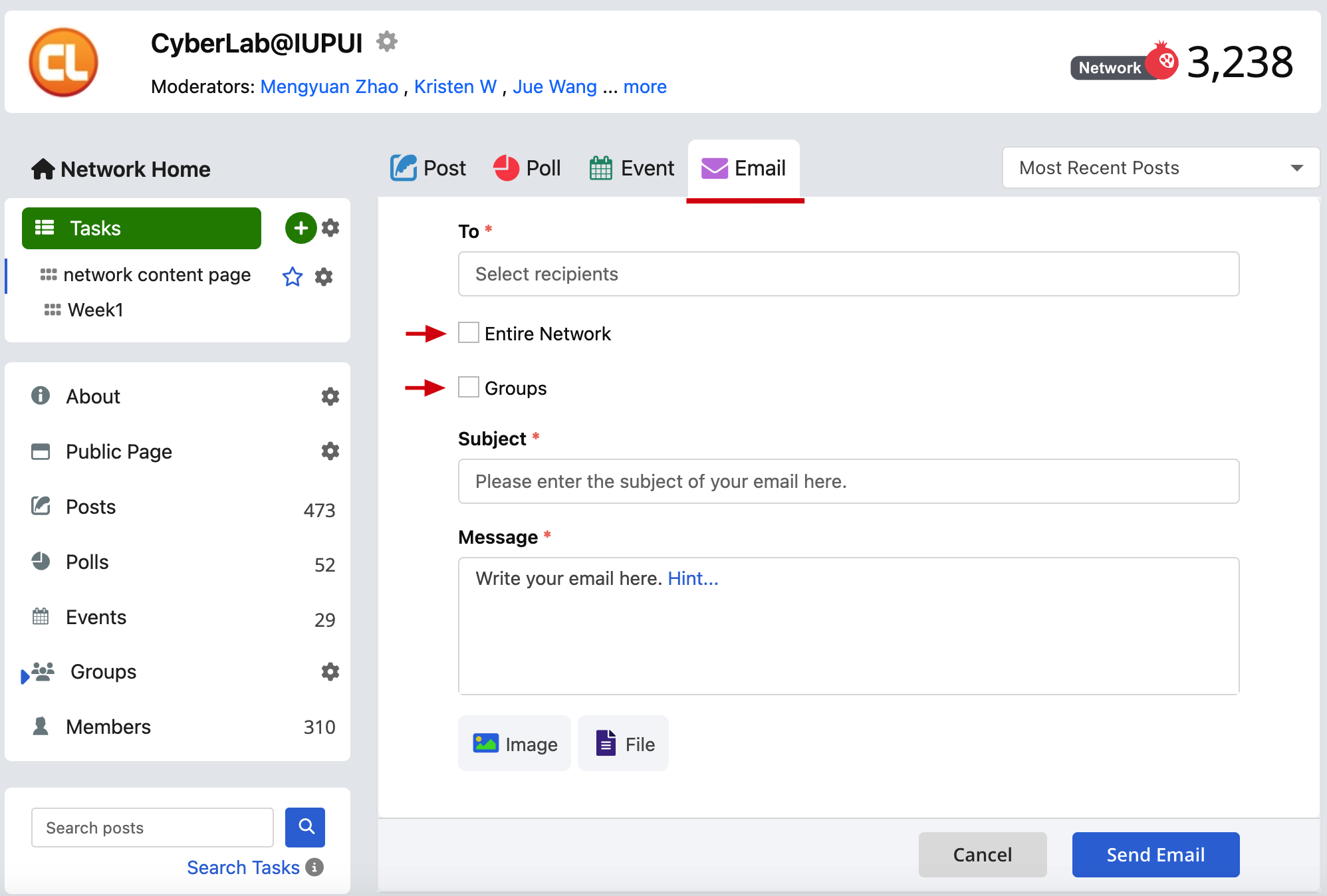 Network Page – CourseNetworking