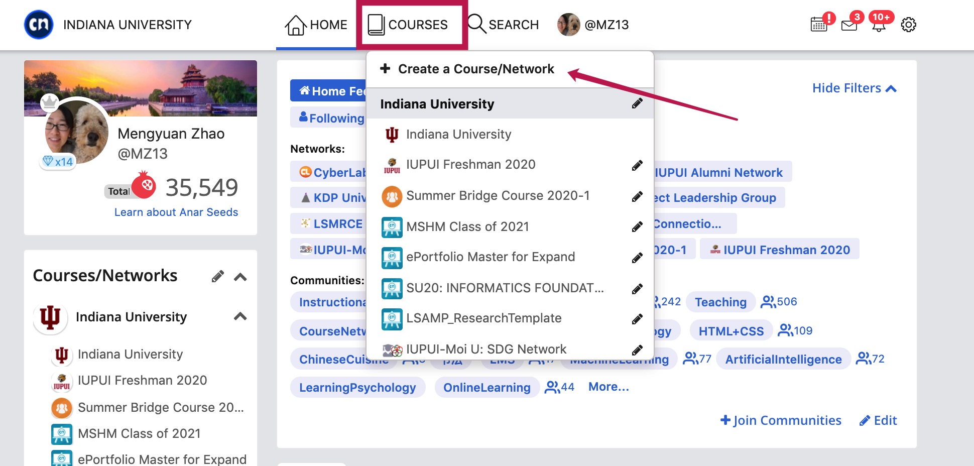 Network Page – CourseNetworking