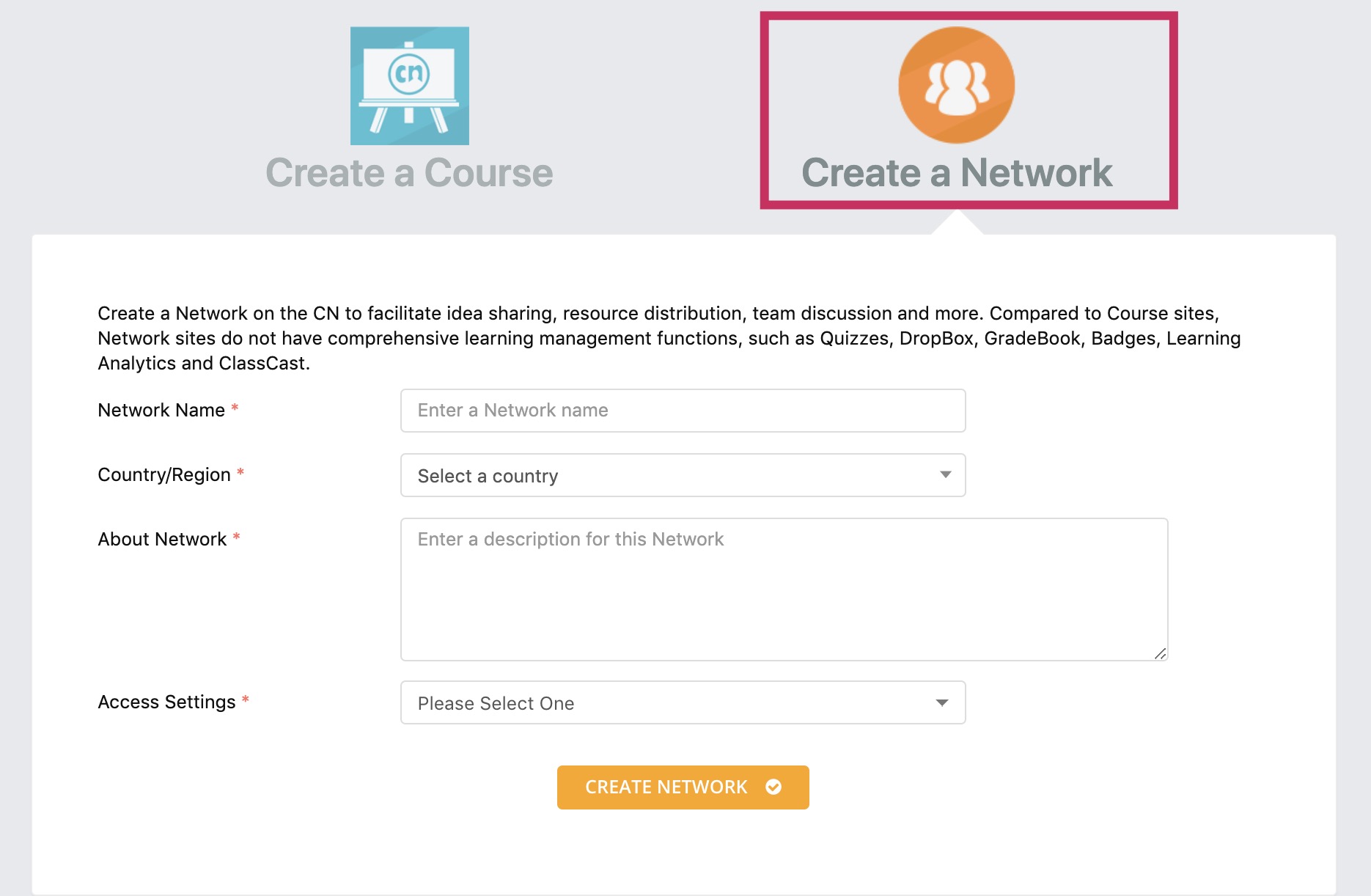 Network Page – CourseNetworking