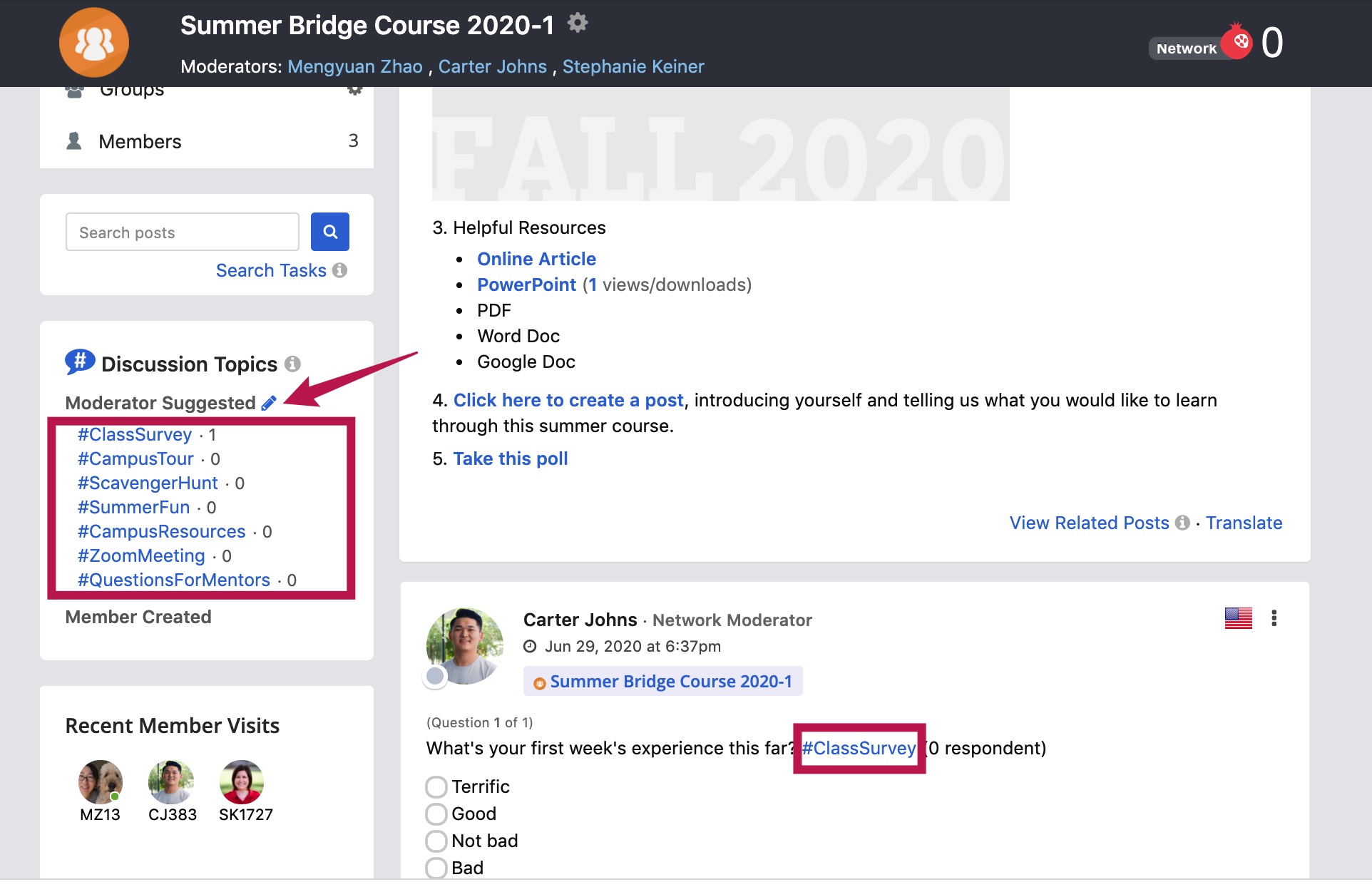 Network Page – CourseNetworking