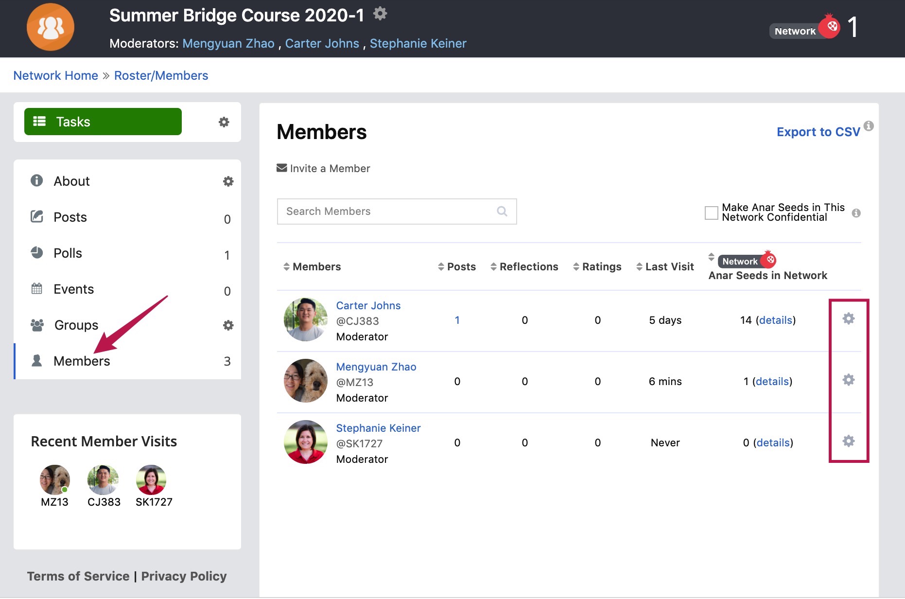 Network Page – CourseNetworking