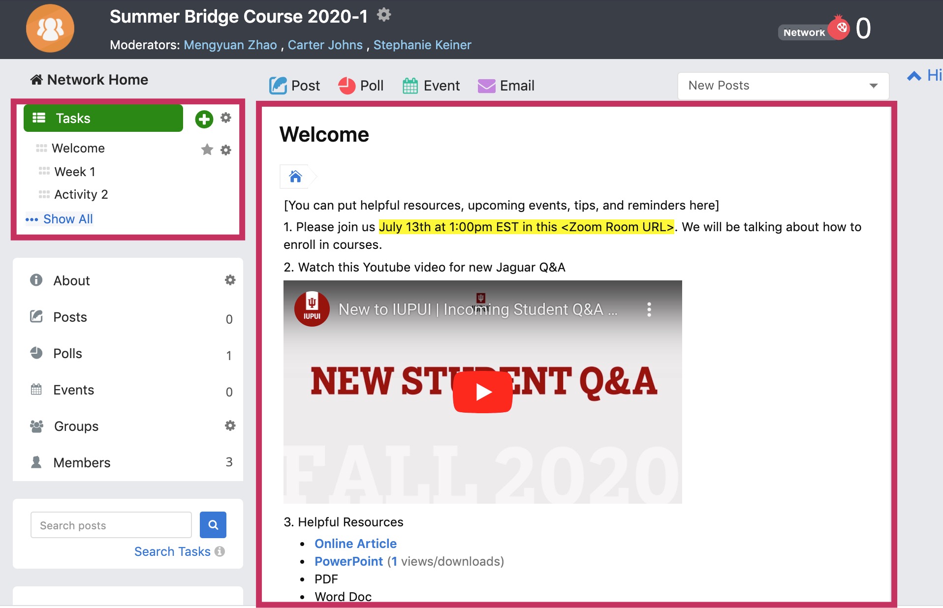 Network Page – CourseNetworking