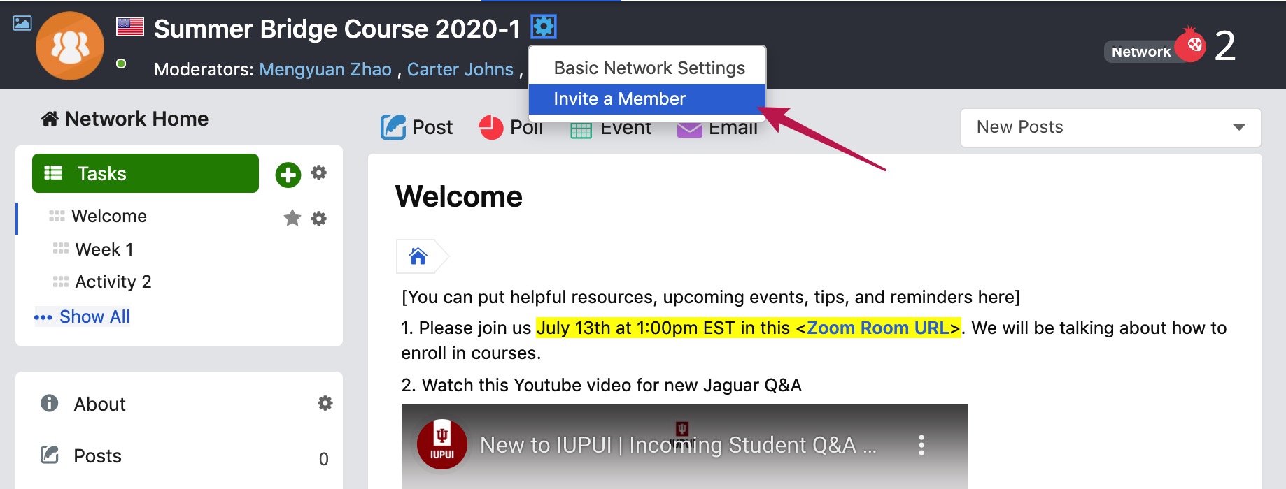 Network Page – CourseNetworking