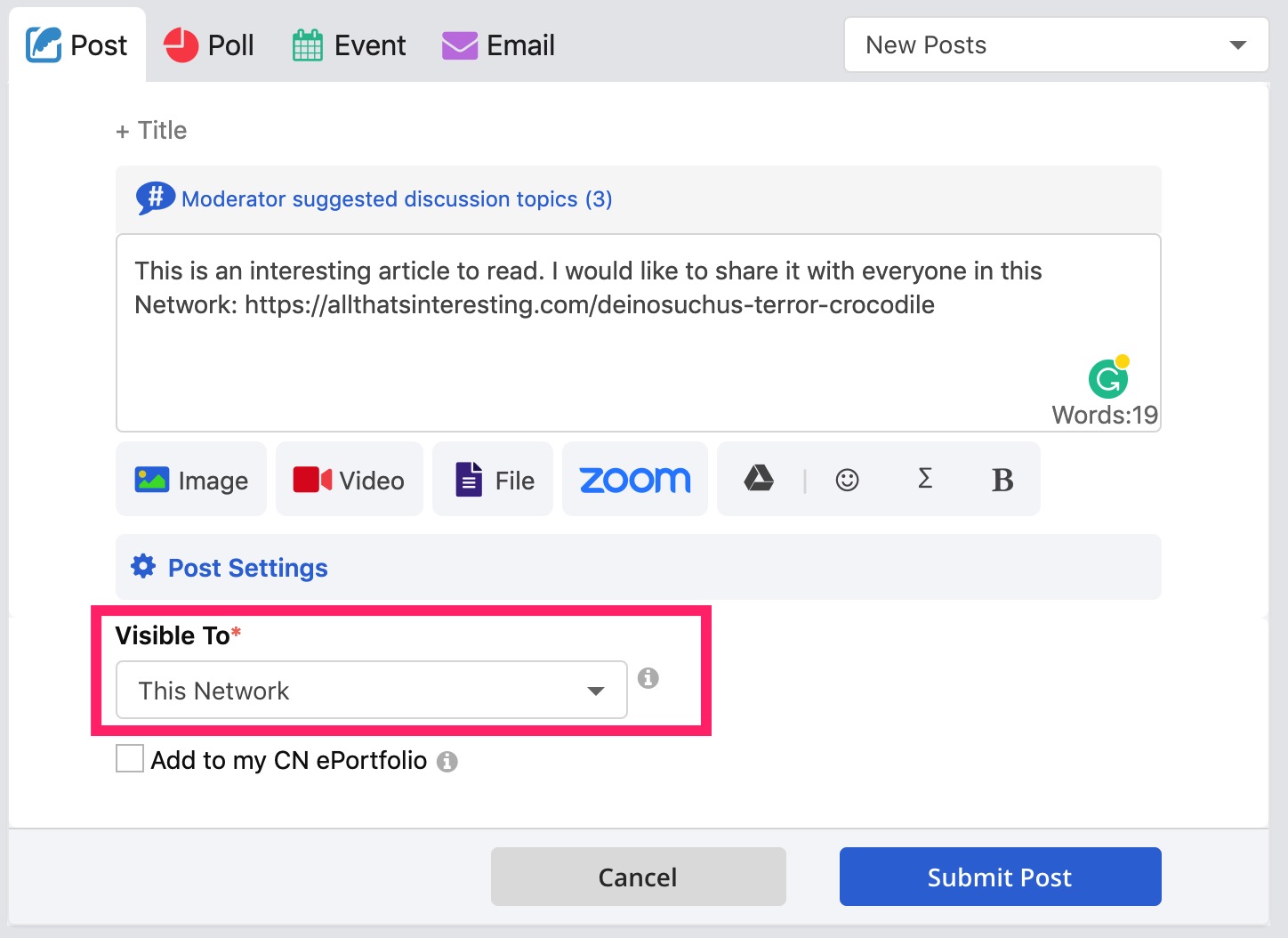Network Page – CourseNetworking
